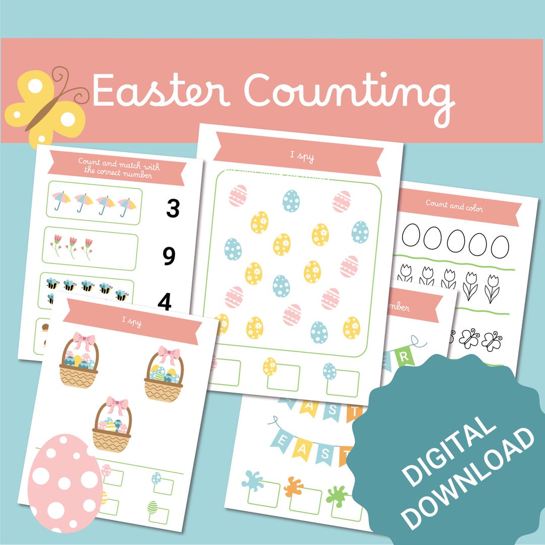 Easter Counting Activity Sheets for Kids, 20 Early Math Worksheets ...