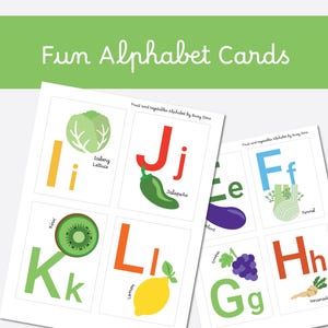 Fruit & Vegetable Children Alphabet Cards, Kids Fruits and Veg Abc ...