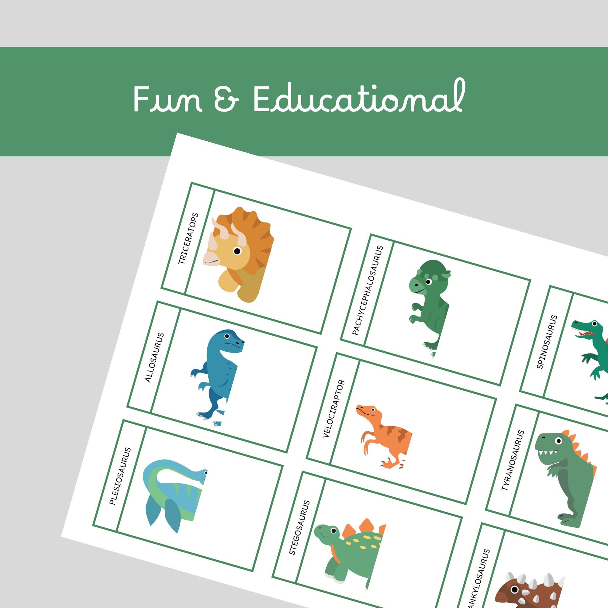 Dinosaur Puzzle Printable – Match the Halves Activity for Toddlers ...