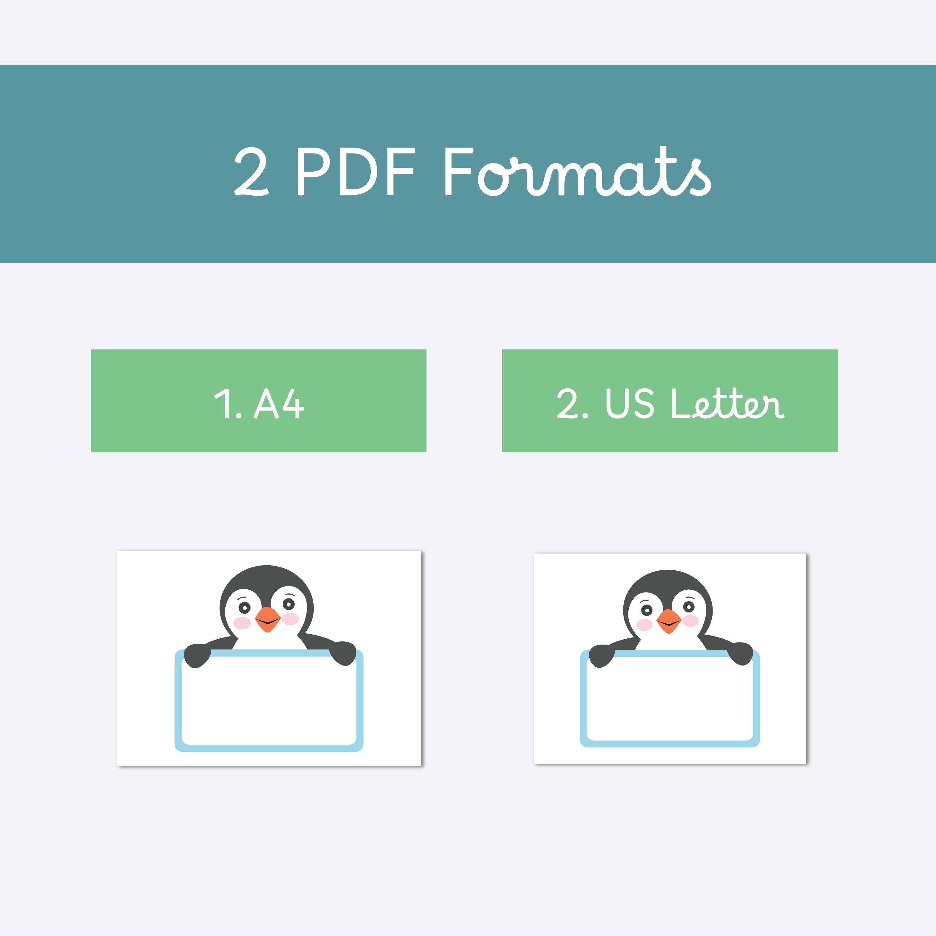 Penguin Name Tags, PNG and PDF, Winter Cute Fun Classroom Labels ...