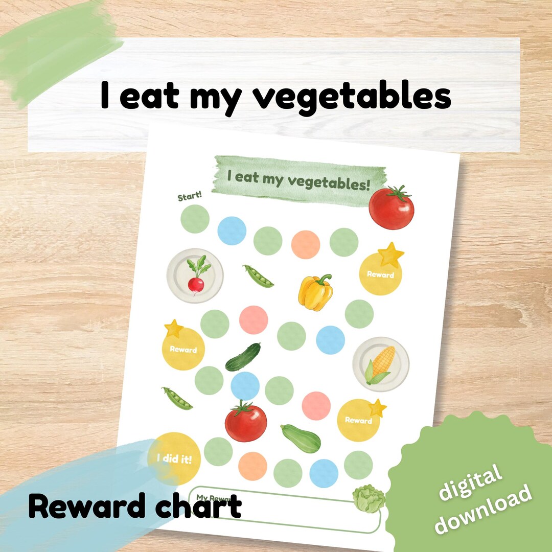 Vegetables Reward Chart: Toddler and Preschool Healthy Eating Printable ...