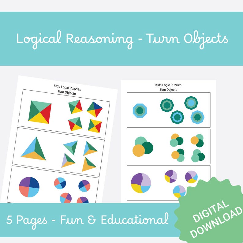Logical Reasoning Worksheets for Kids, Turning Objects, 5 Children ...