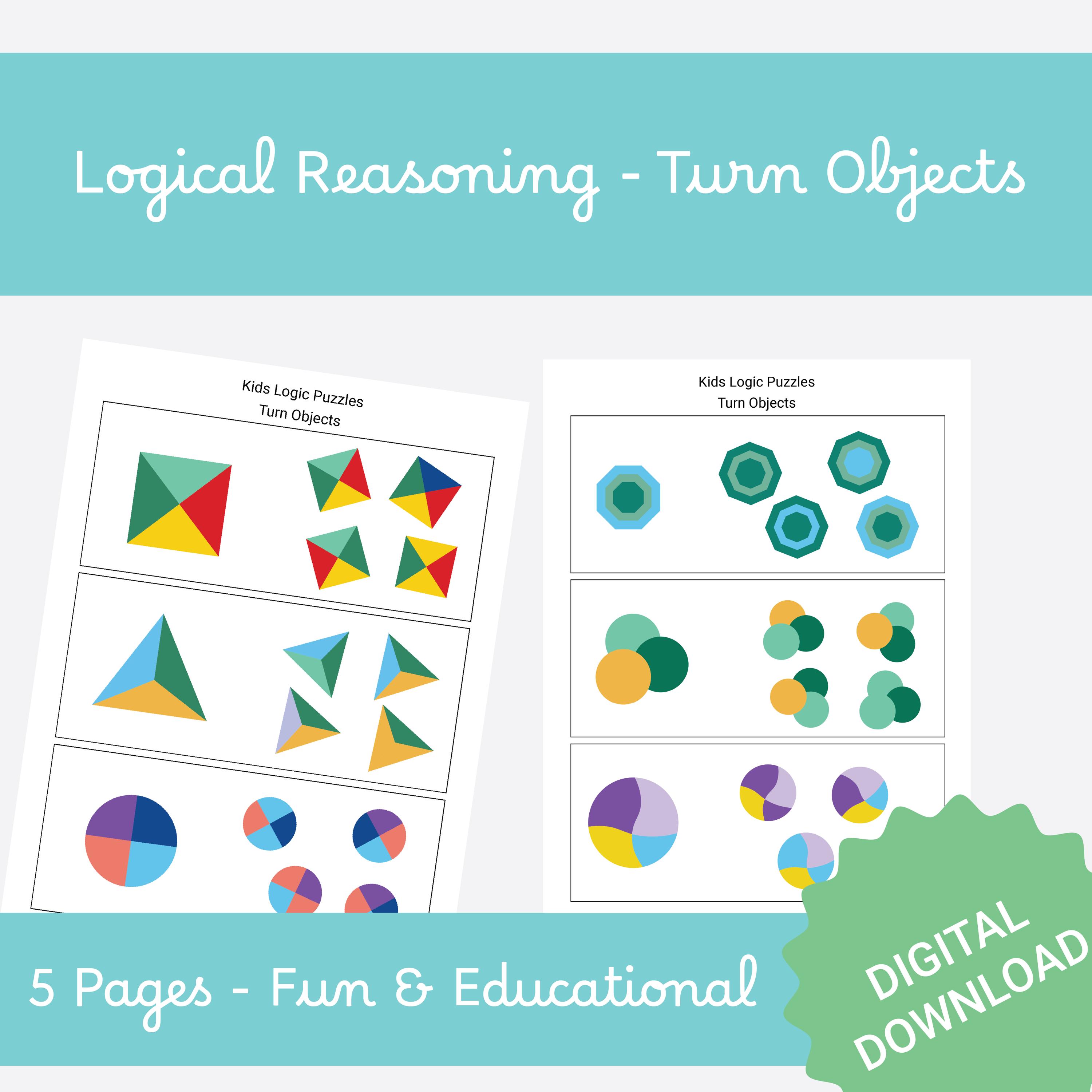 Logical Reasoning Worksheets for Kids, Turning Objects, 5 Children ...