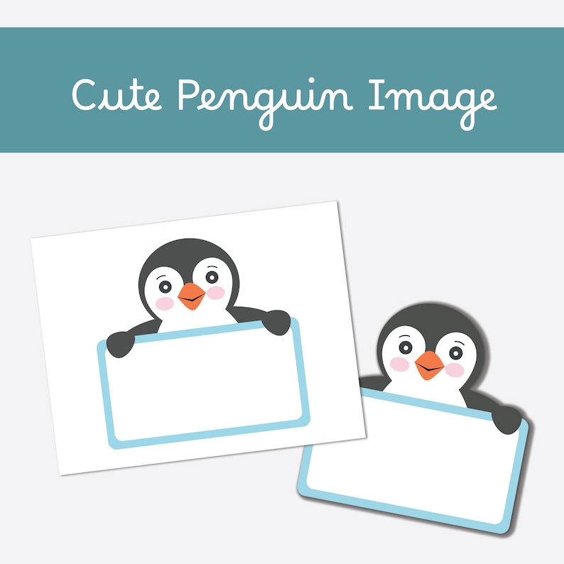 Penguin Name Tags, PNG and PDF, Winter Cute Fun Classroom Labels ...