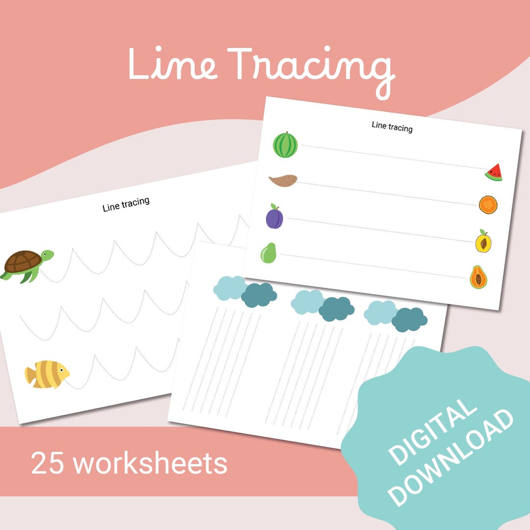 Kids Line Tracing Worksheets, Fine Motor Skills Development, Instant ...