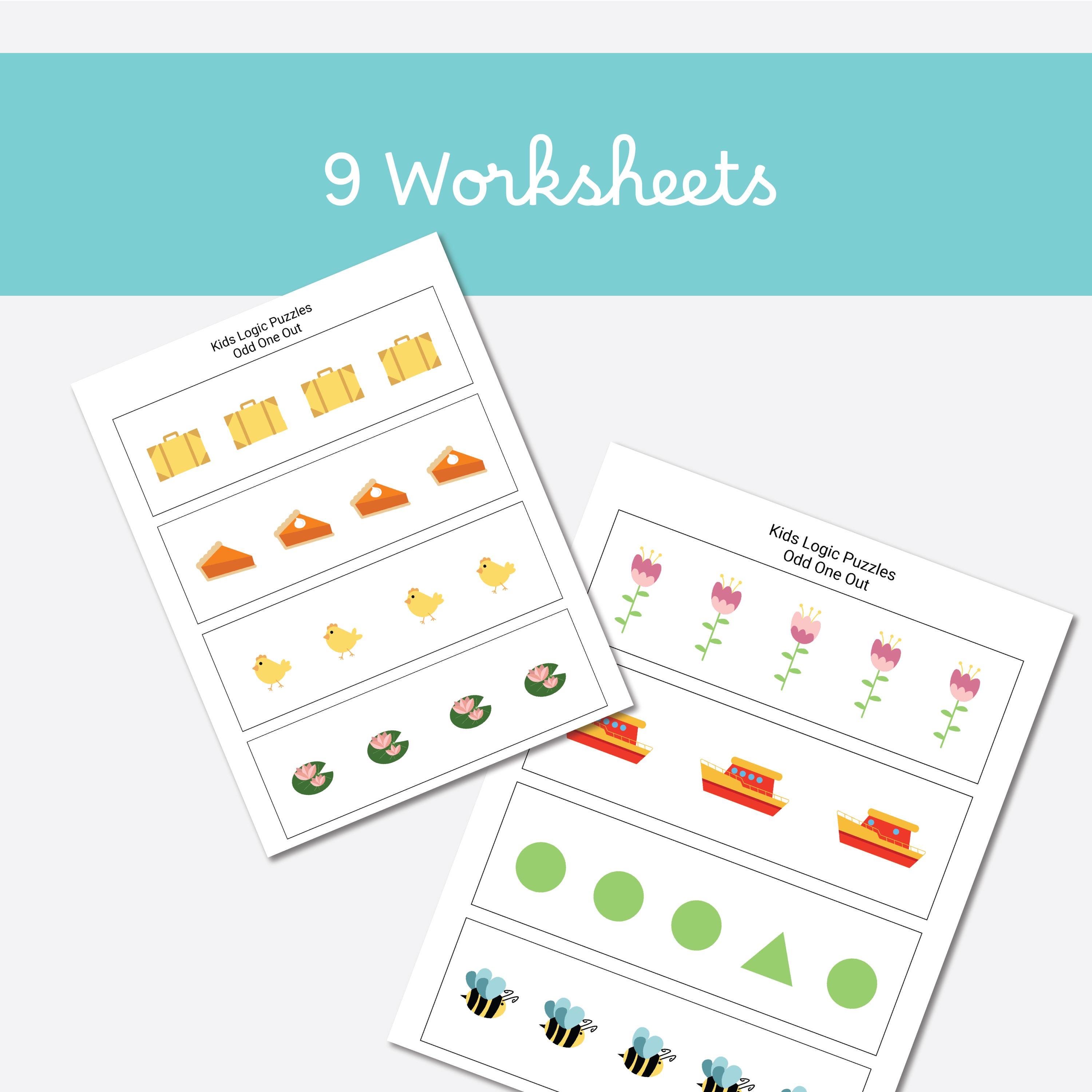 Odd One Out Worksheets for Kids, 9 Children Logic Puzzles ...