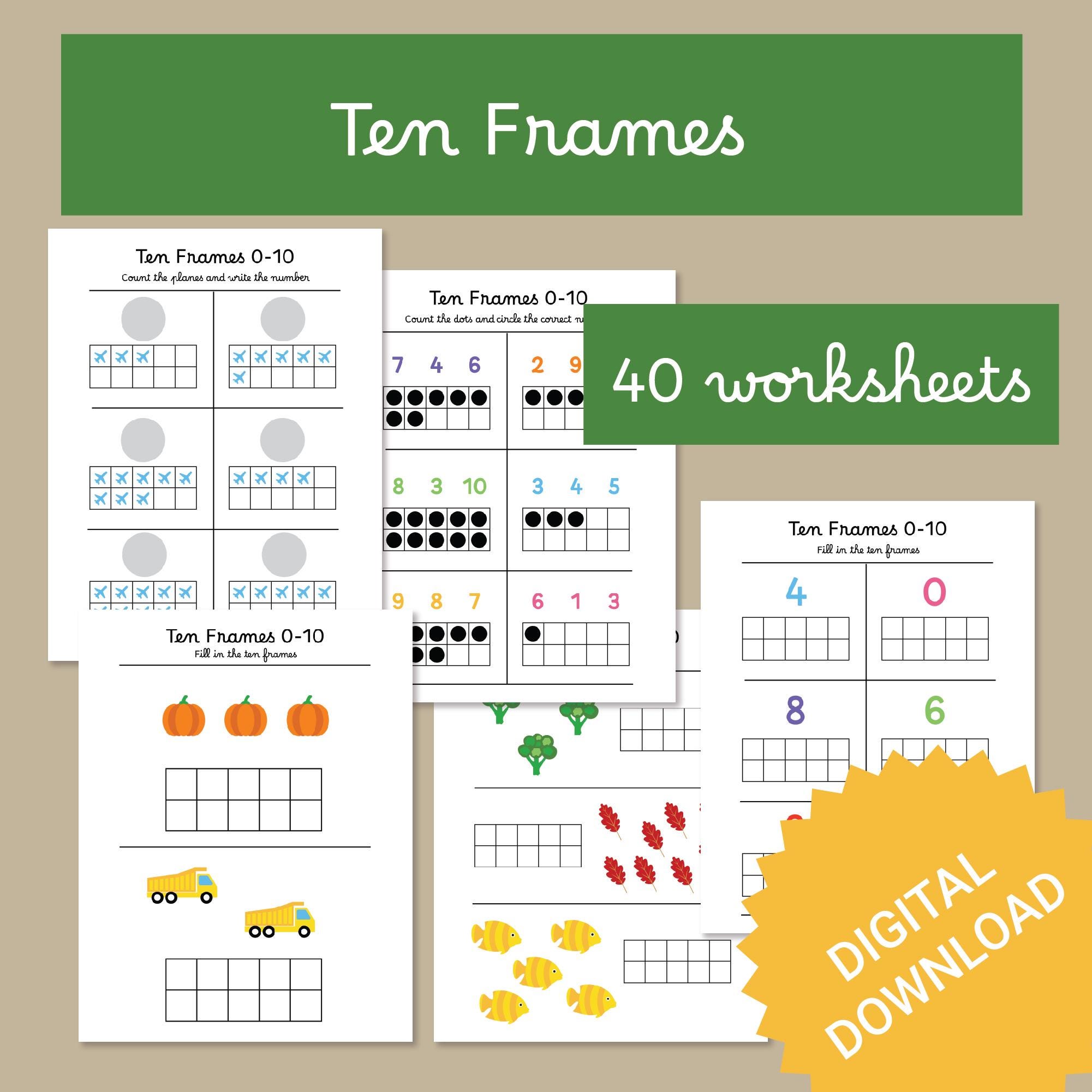 Ten Frame Worksheets for Kids, Numbers 0-10, Fun Counting & Math ...