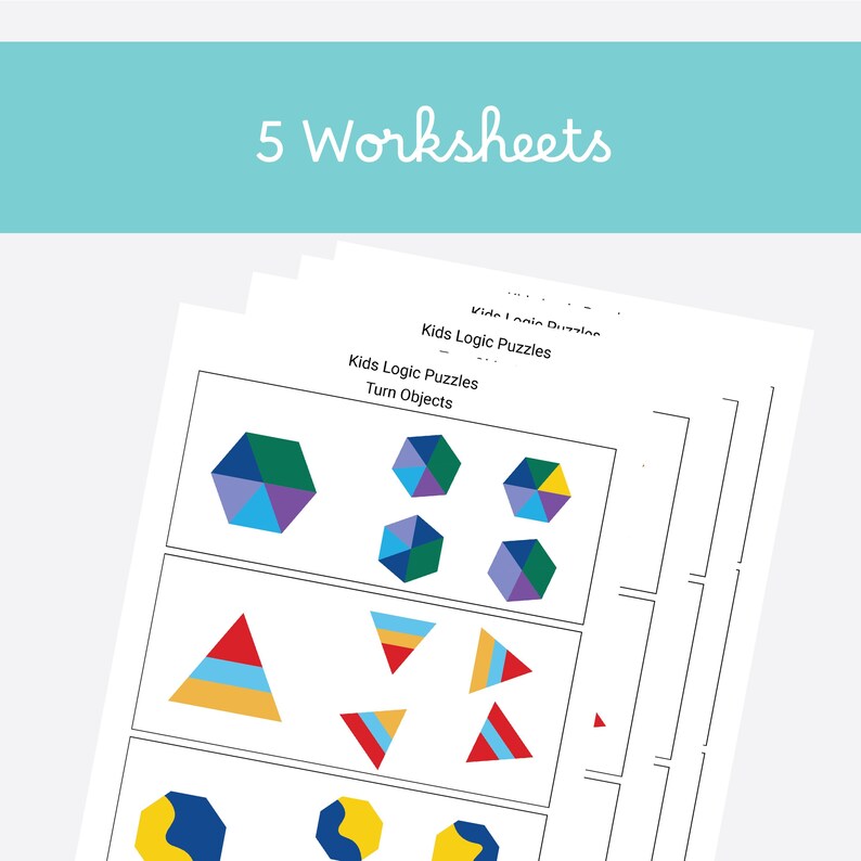 Logical Reasoning Worksheets for Kids, Turning Objects, 5 Children ...