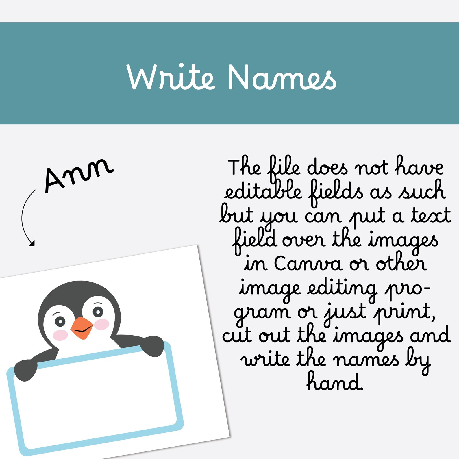 Penguin Name Tags, PNG and PDF, Winter Cute Fun Classroom Labels ...