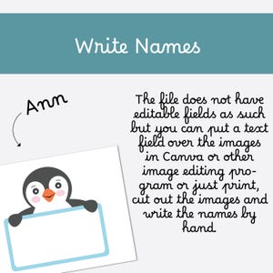 Penguin Name Tags, PNG and PDF, Winter Cute Fun Classroom Labels ...