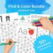 Preschool Find & Color Worksheets: Alphabet, Numbers, Shapes, Animals ...