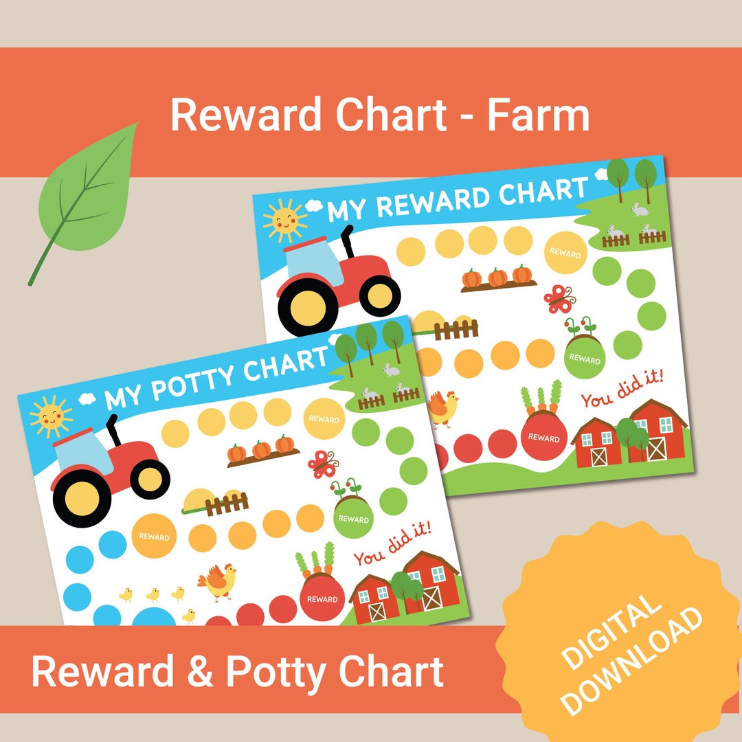 Colorful Farm Themed Reward Chart and Potty Chart Printable for Kids ...