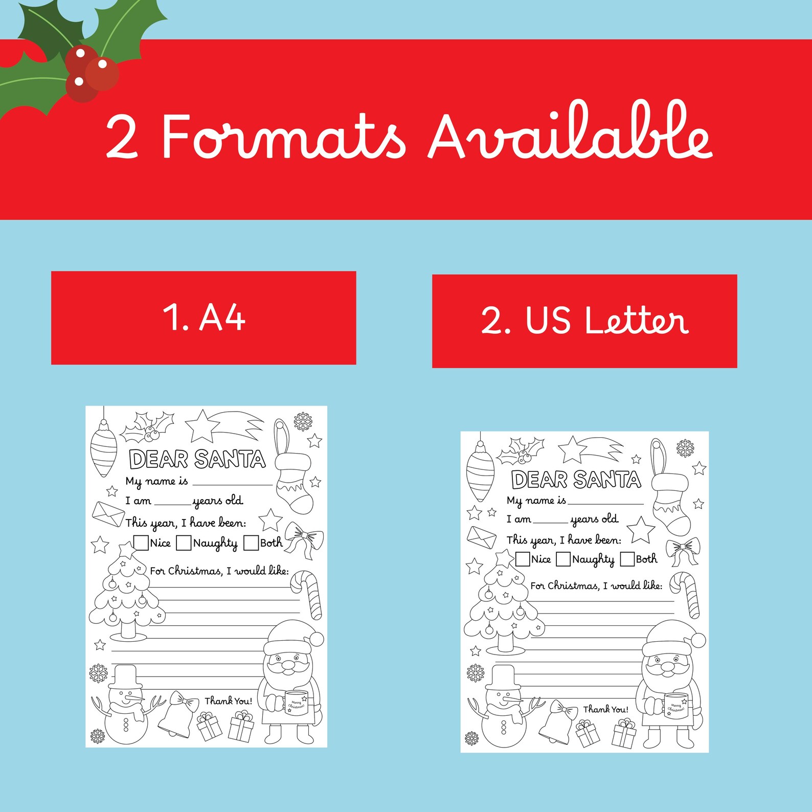 Letter to Santa Coloring Page: Kids Christmas Wish List (printable) - Etsy