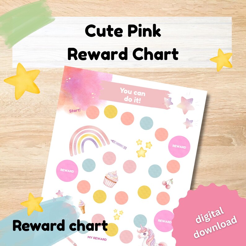 Cute Pink Reward Chart for Kids: Goal Tracker (digital Download), Girly ...