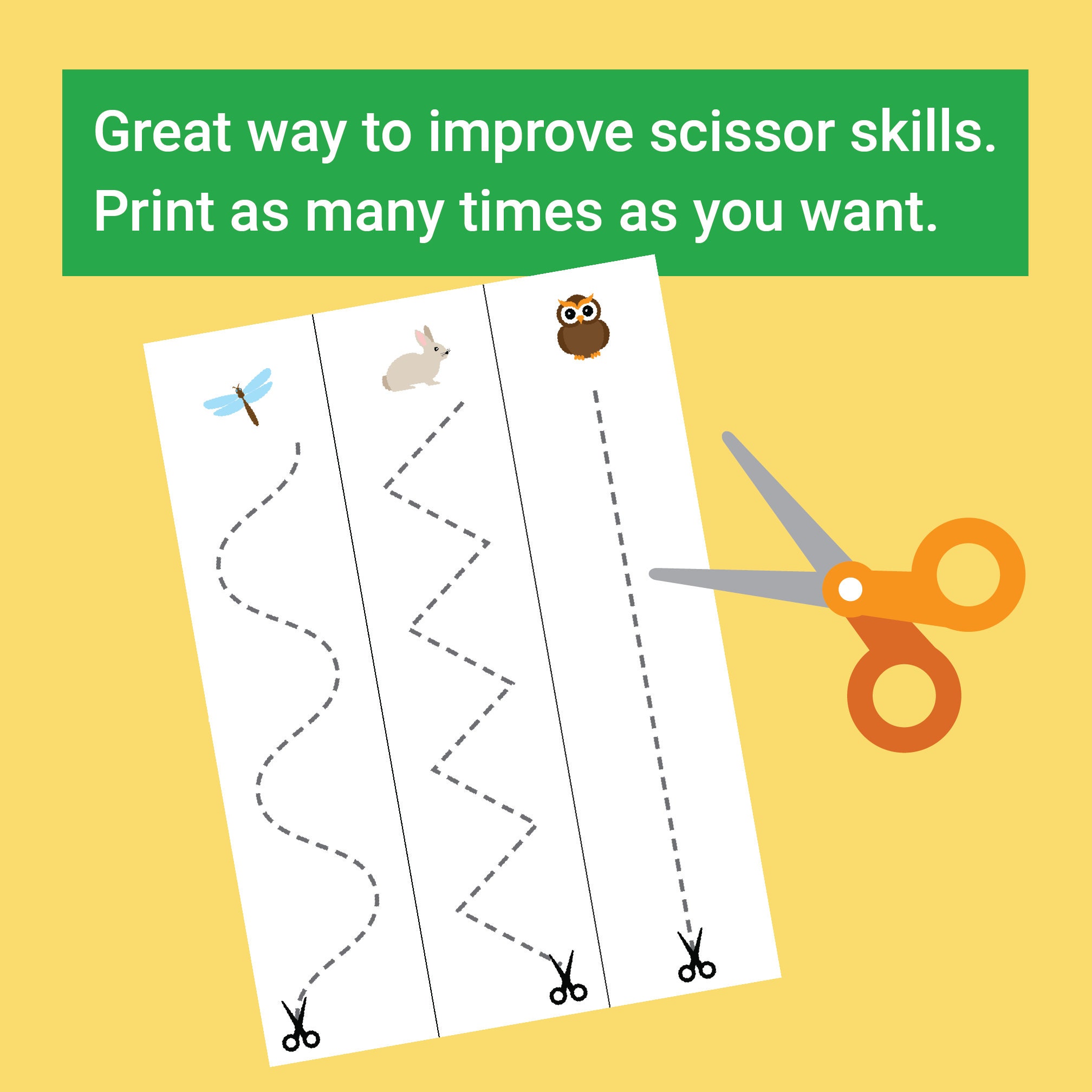 Scissor Practice Animal Themed Printable Worksheets for Kids ...