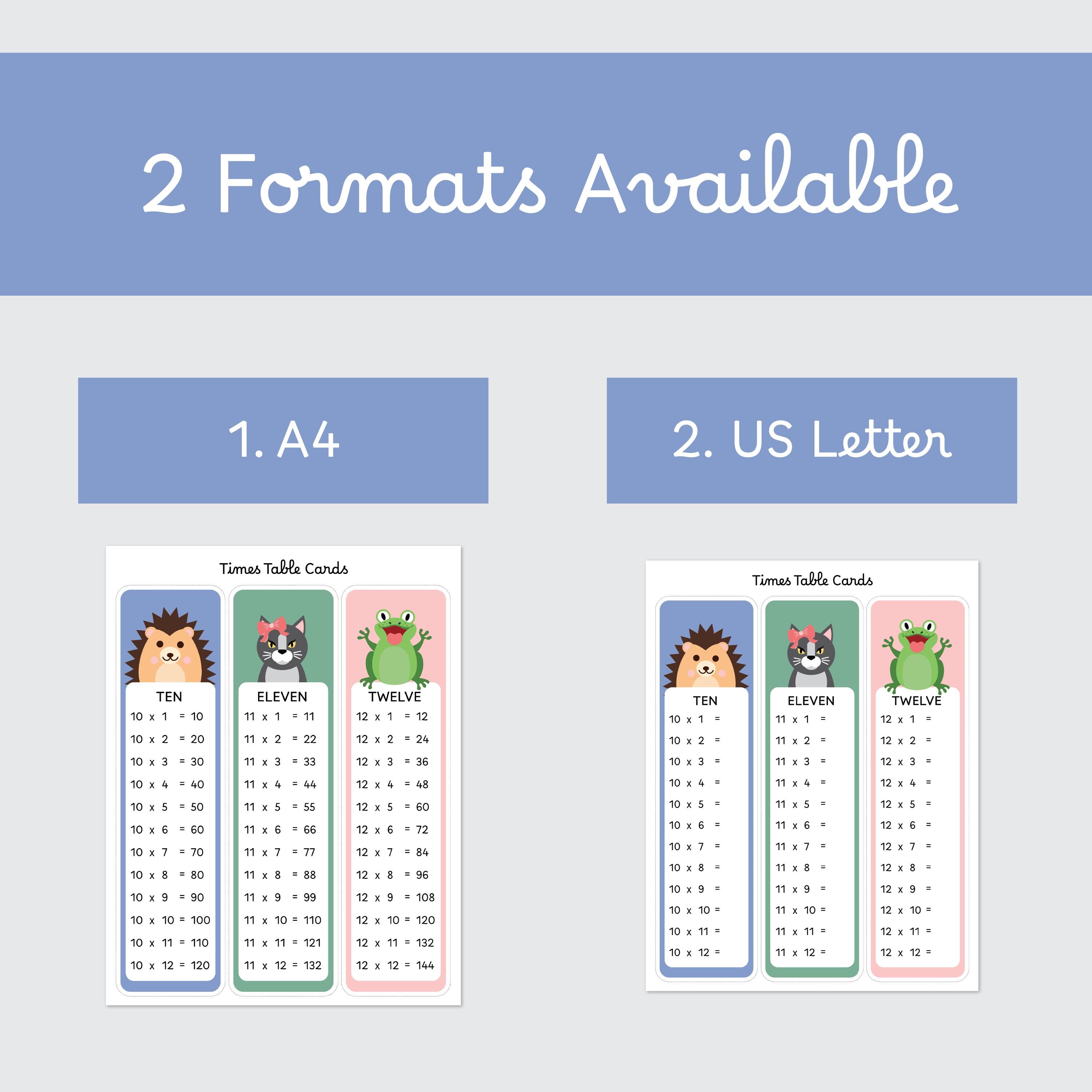 Cute Multiplication Table Cards 1–12 – Printable Animal Math for Kids ...