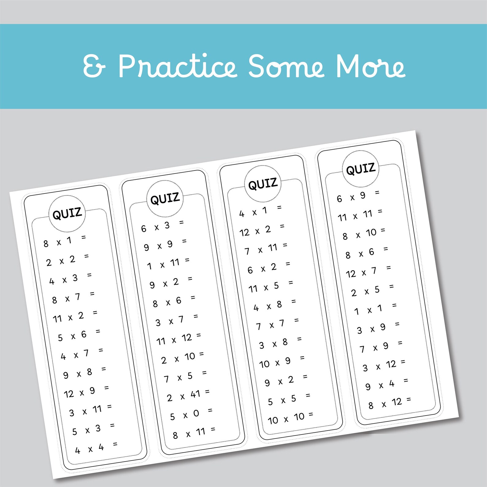 Multiplication Tables, Kids Printable Times Table Bookmarks, Numbers 1 ...