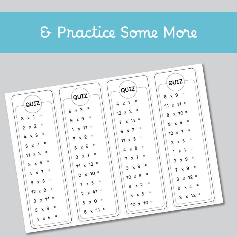 Multiplication Tables, Kids Printable Times Table Bookmarks, Numbers 1 ...