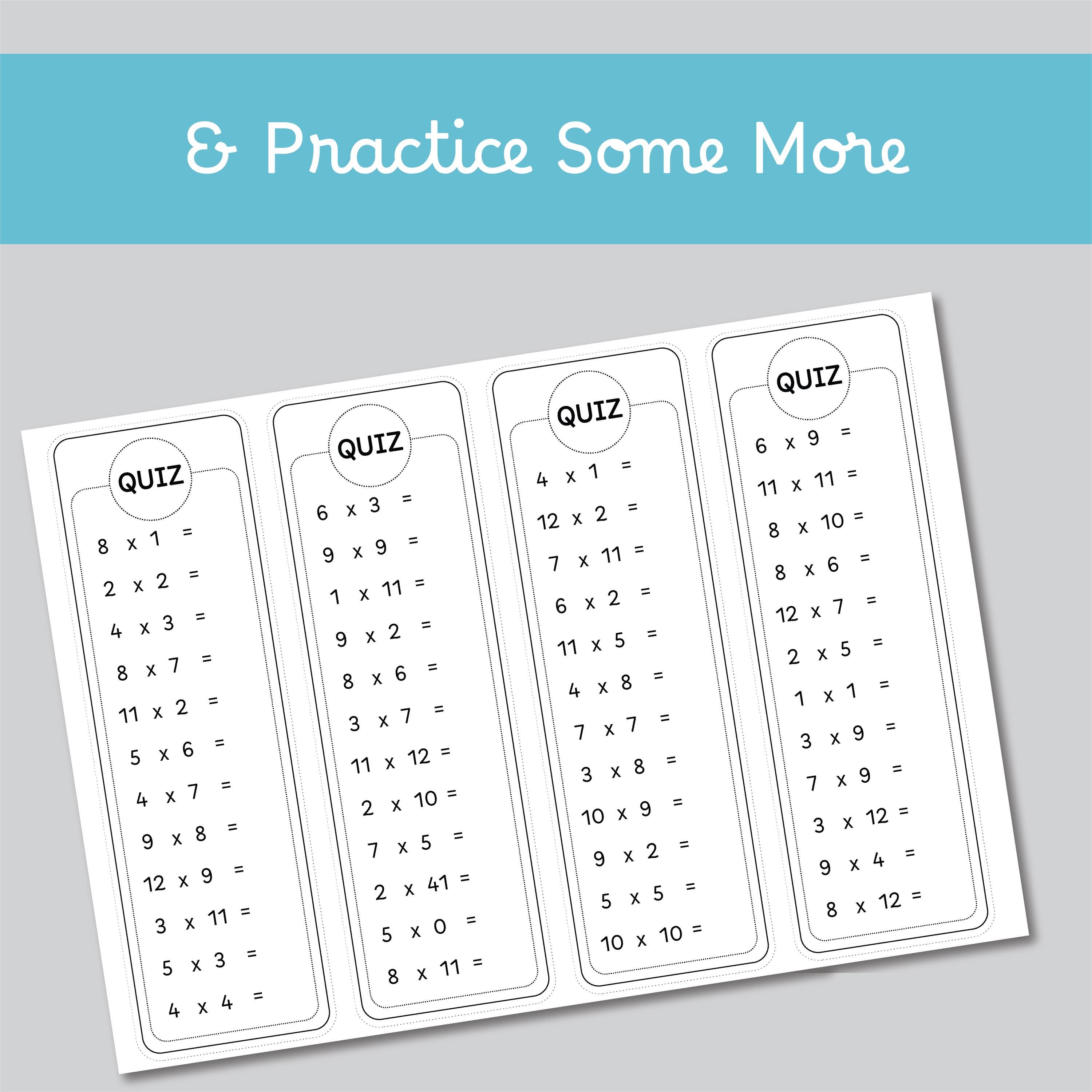 Multiplication Tables, Kids Printable Times Table Bookmarks, Numbers 1 ...