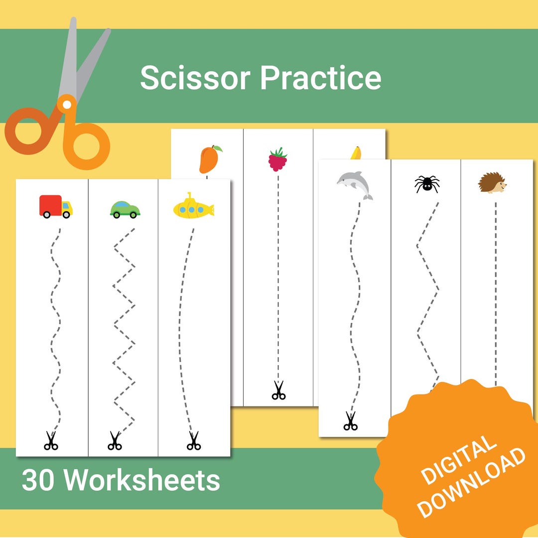 Scissor Skills Practice Worksheets for Kids, Fun Printable Cutting ...