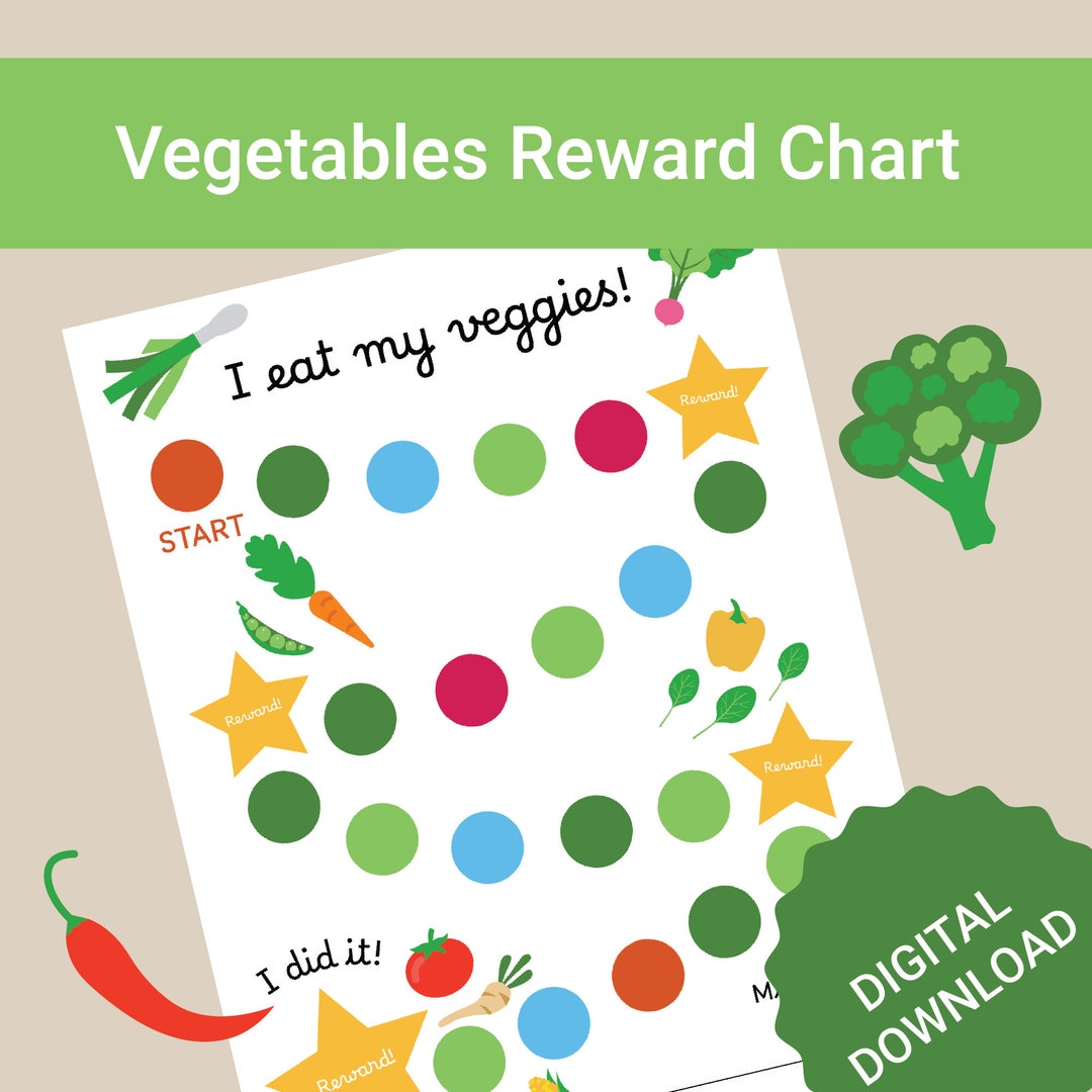 Vegetables Reward Chart for Toddlers and Preschool Children, Printable ...