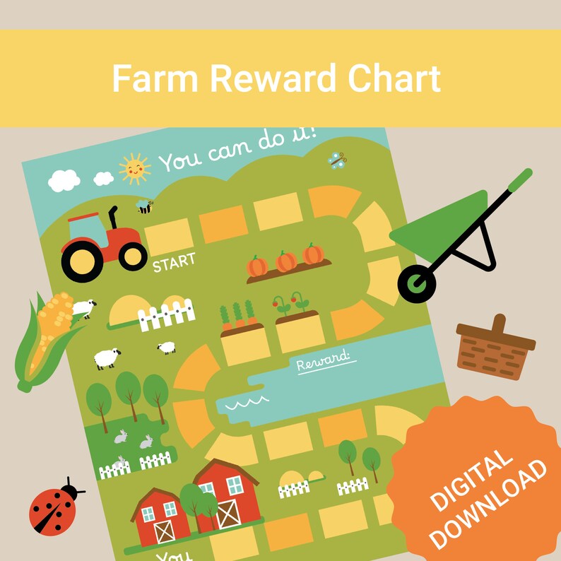 Farm Reward Chart for Toddlers and Preschool Children, Printable ...