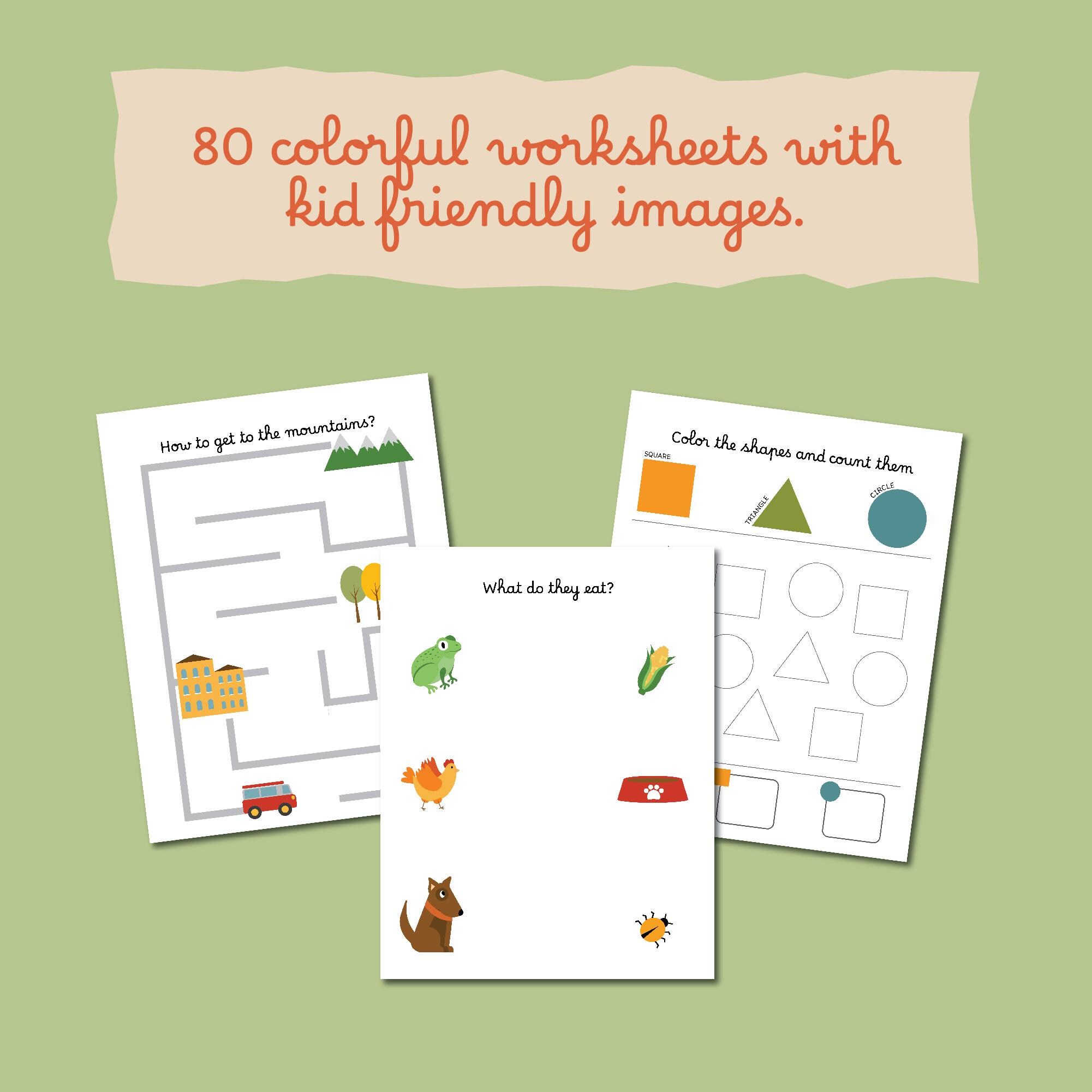 Autumn Kids Printable Activity Book, Trace, Match, Count, Color, 80 ...
