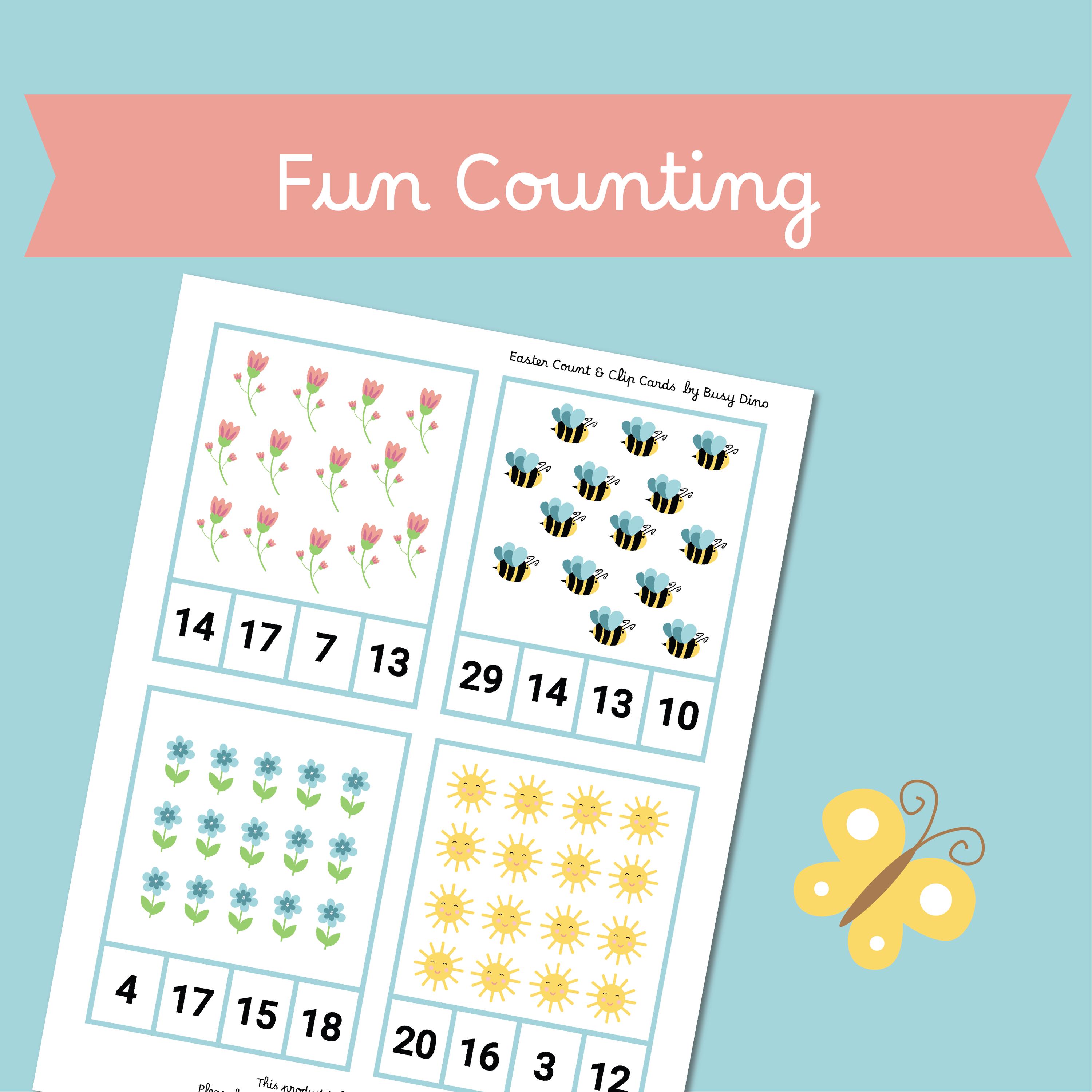 Easter Count and Clip Cards, First Counting Kindergarten or ...