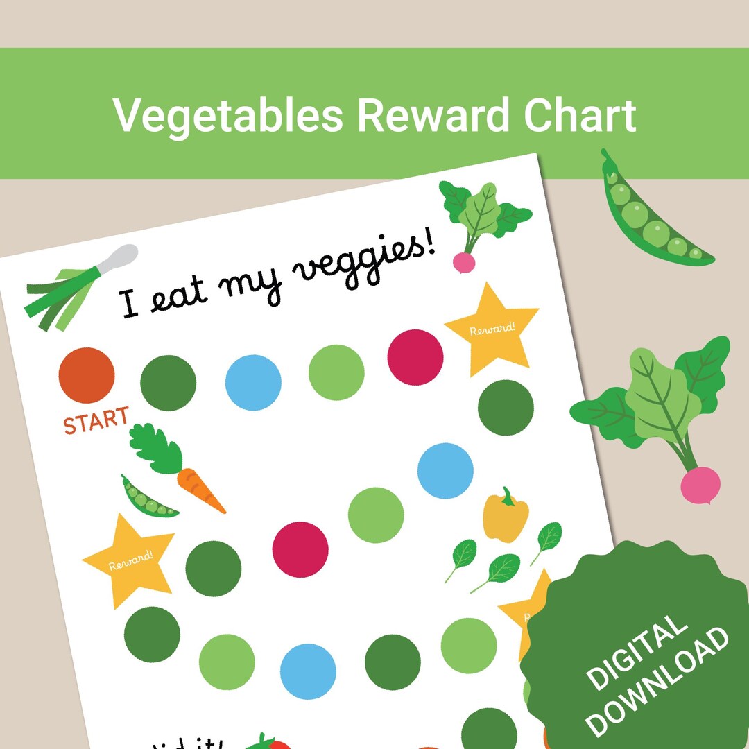 Vegetables Reward Chart for Toddlers and Preschool Children, Printable ...