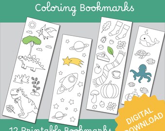 Coloring Bookmarks Printable Dinosaur Theme for Kids, Dino Bookmark ...