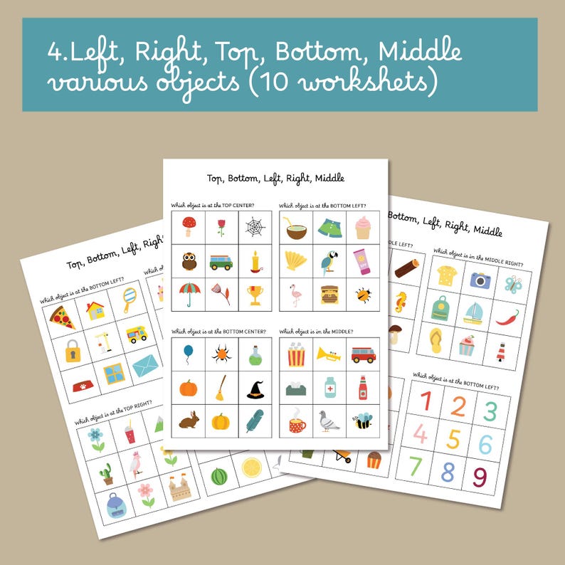 Left, Right, Top, Bottom, Middle Kids Worksheets, Position, Location ...