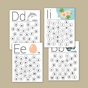 Find and Color Letters Kids Worksheets, Alphabet Homeschooling Workbook ...