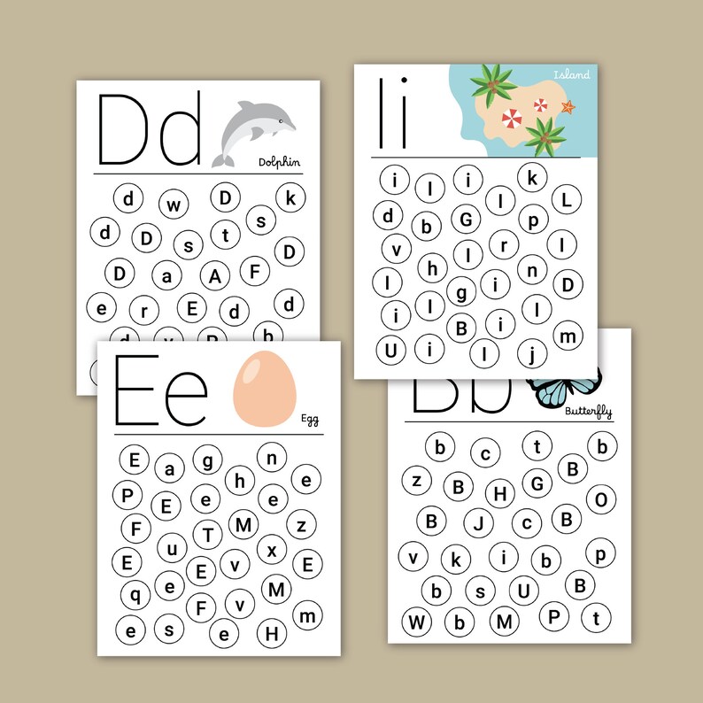Find and Color Letters Kids Worksheets, Alphabet Homeschooling Workbook ...