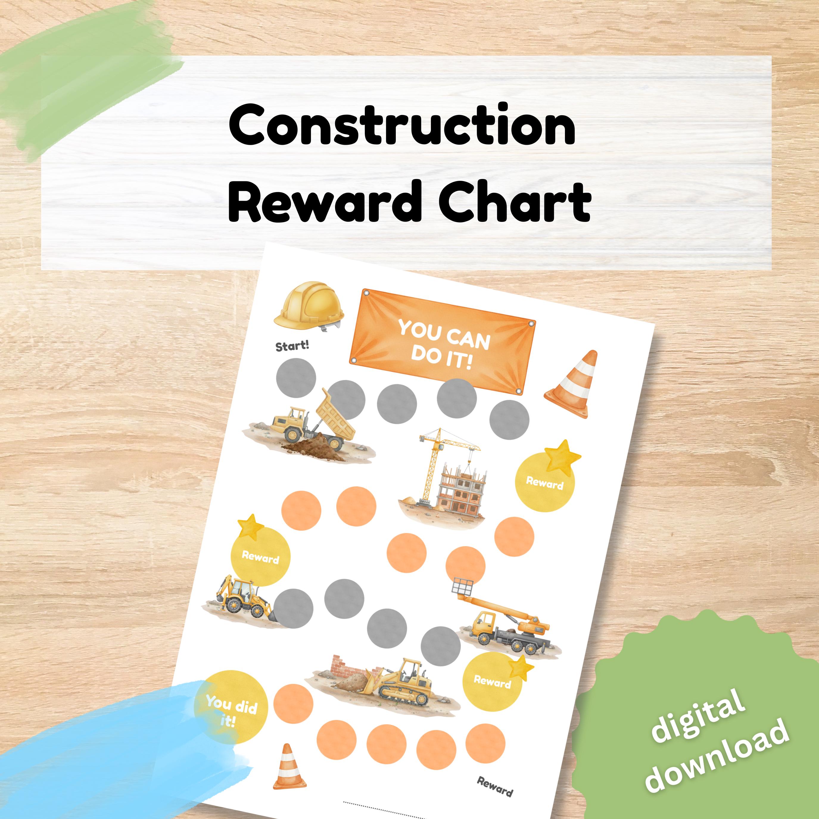 Construction Site Reward Chart: Toddler Goal Tracker (digital Download ...