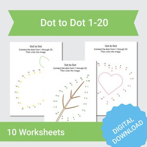 Dot-to-dot Worksheets for Kids, Numbers 1-20, Connect the Dots, 10 ...