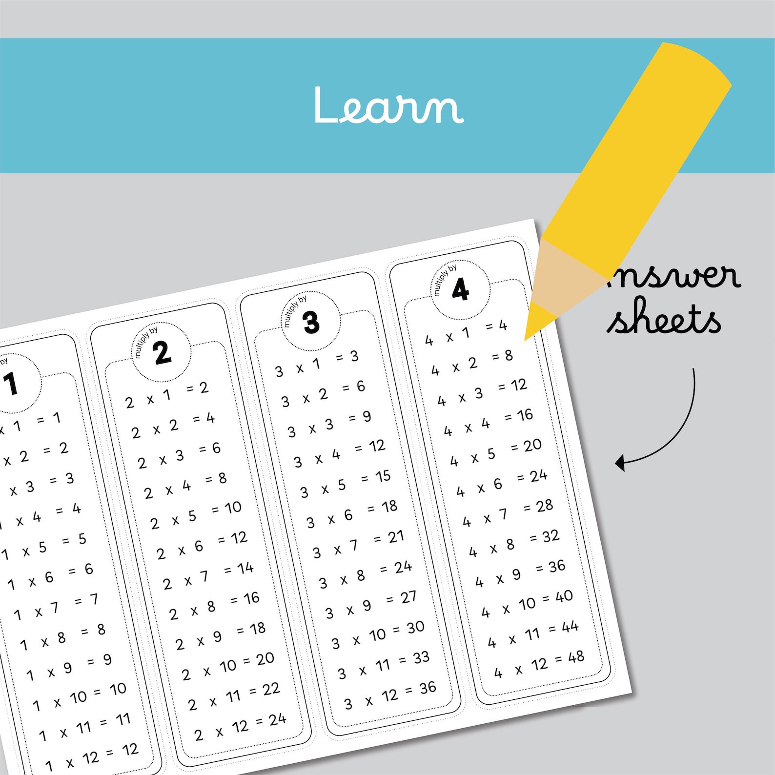 Multiplication Tables, Kids Printable Times Table Bookmarks, Numbers 1 ...