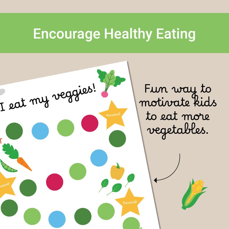 Vegetables Reward Chart for Toddlers and Preschool Children, Printable ...