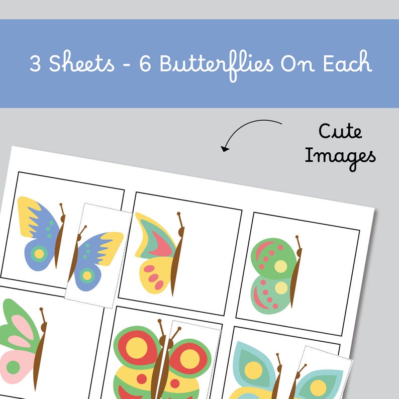 Butterflies Matching Puzzle Printable – Match Halves Activity for ...