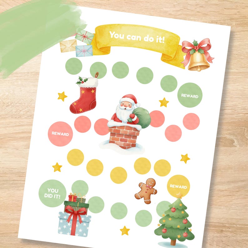 Christmas Reward Chart for Kids, Behavior Motivation Printable Xmas - Etsy