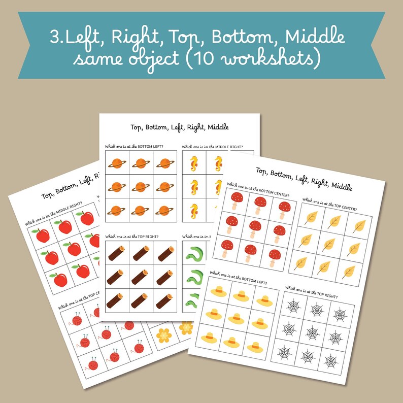 Left, Right, Top, Bottom, Middle Kids Worksheets, Position, Location ...