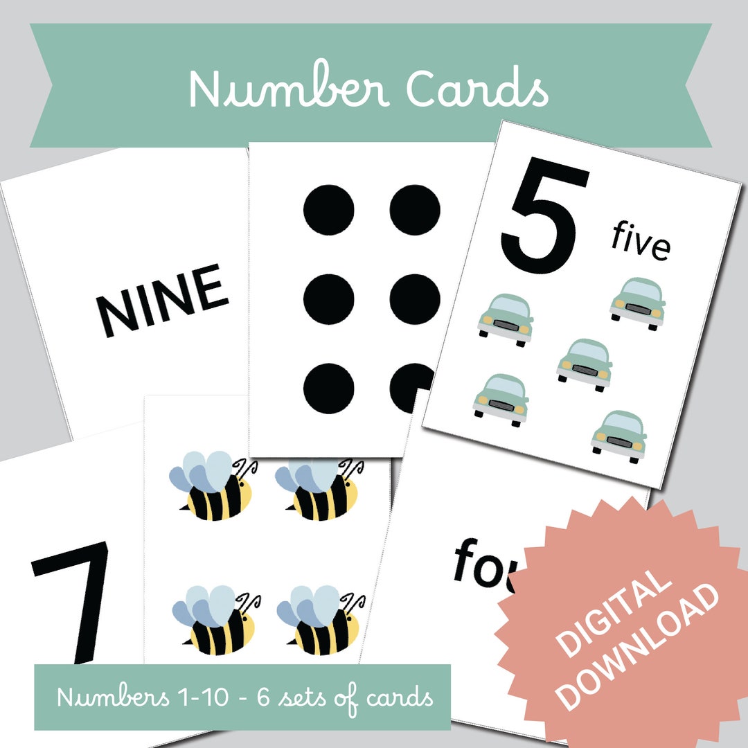 Number Flashcards 1-10, 6 Sets of Kids Fun Printable Cards, Number and ...