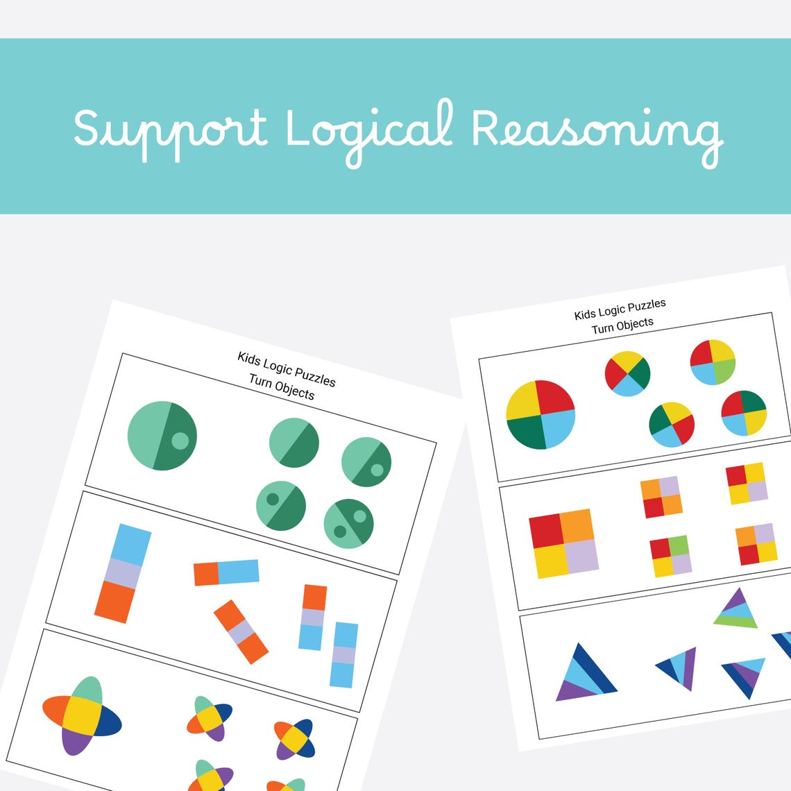 Logical Reasoning Worksheets for Kids, Turning Objects, 5 Children ...