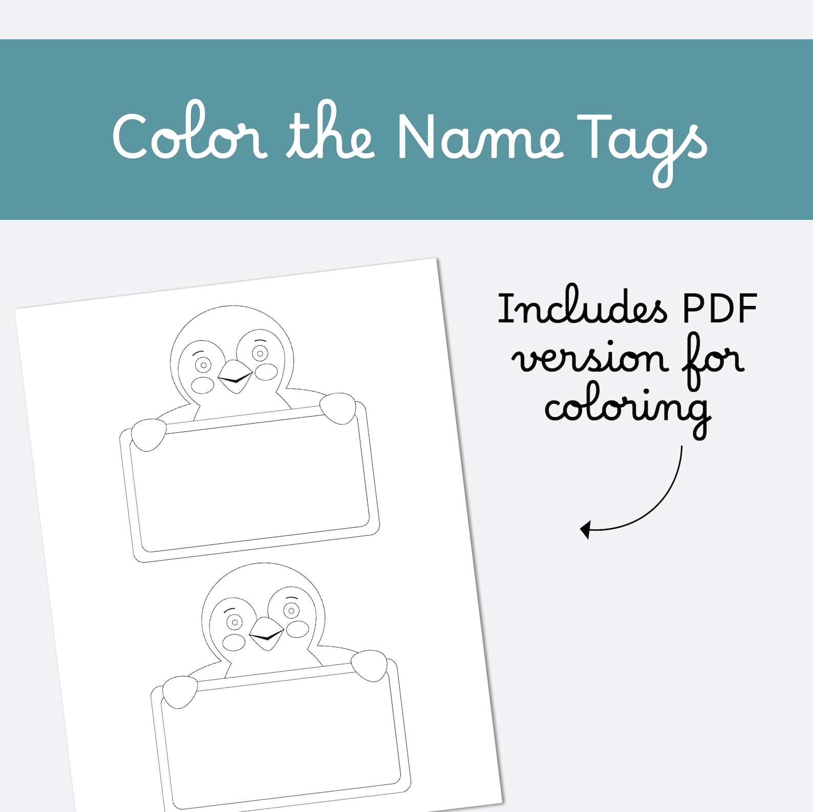 Penguin Name Tags, PNG and PDF, Winter Cute Fun Classroom Labels ...