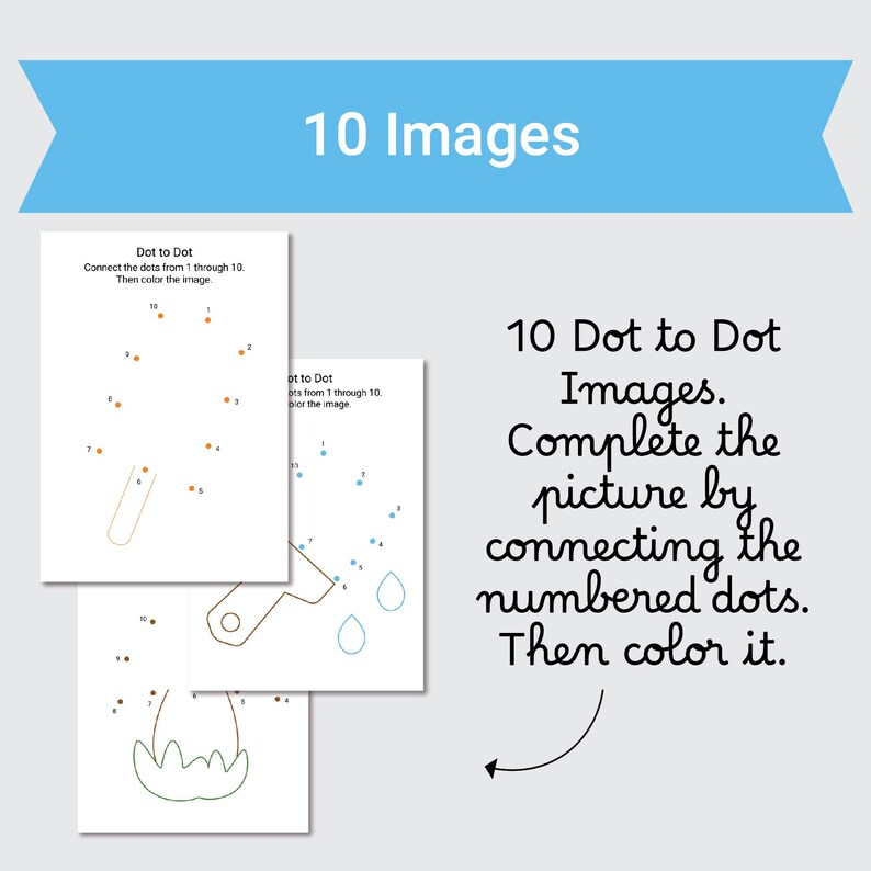 Dot-to-dot Worksheets for Kids, Numbers 1-10, Connect the Dots, 10 ...