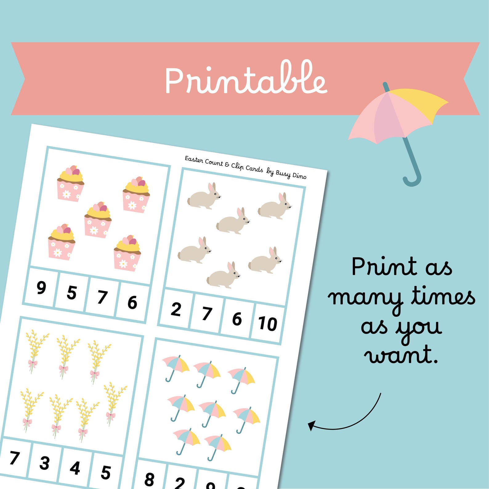 Easter Count and Clip Cards, First Counting Kindergarten or ...