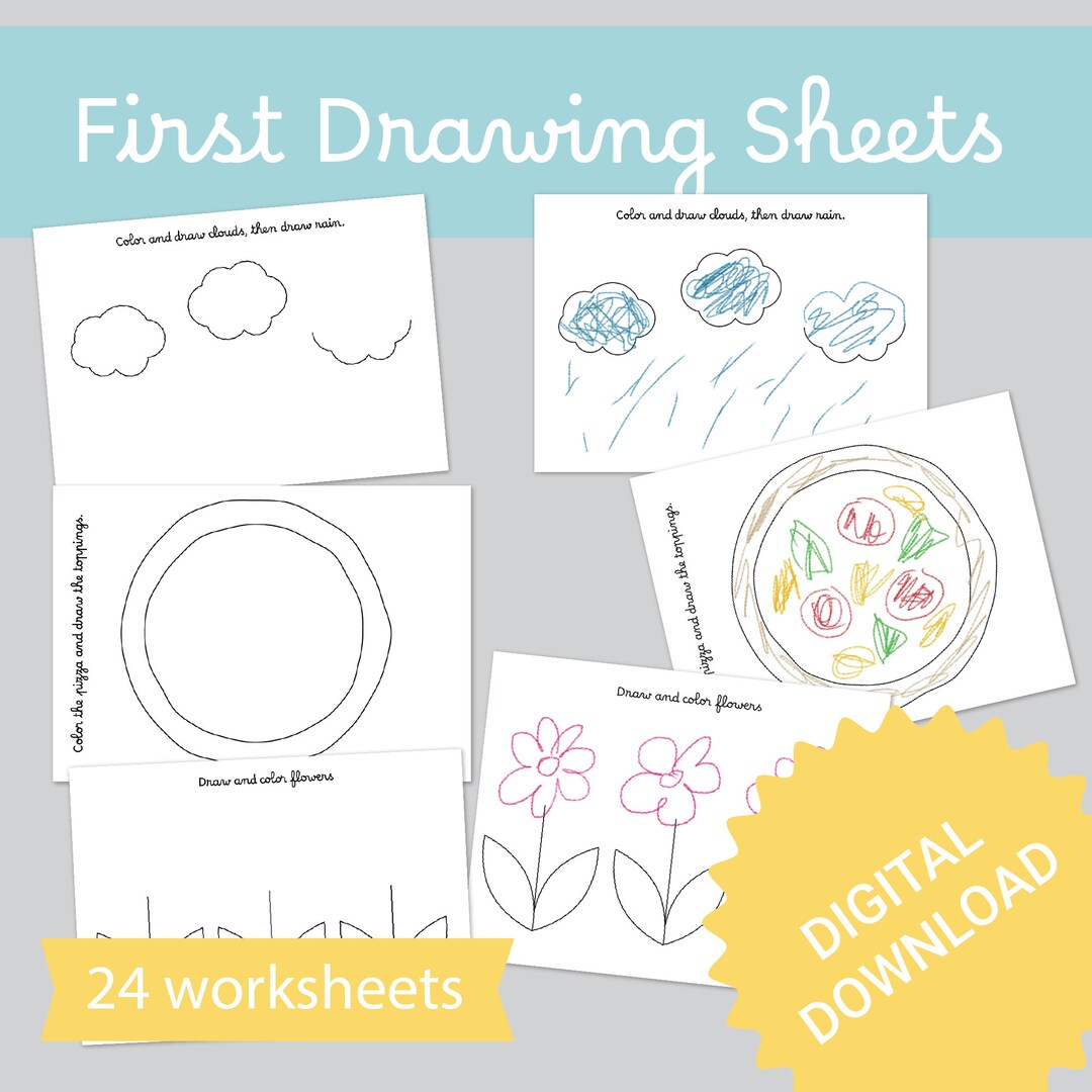 First Drawing Worksheets, Easy Homeschooling Printable Activity ...