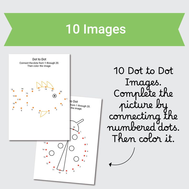 Buy Dot-to-dot Worksheets for Kids, Numbers 1-20, Connect the Dots, 10 ...