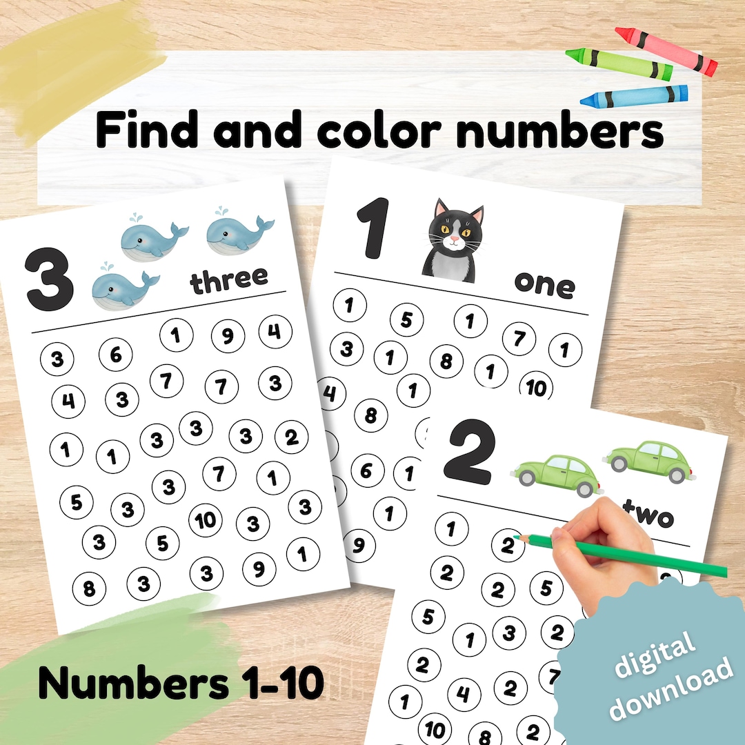Find and Color Numbers 1-10: Educational and Fun Kids Coloring ...