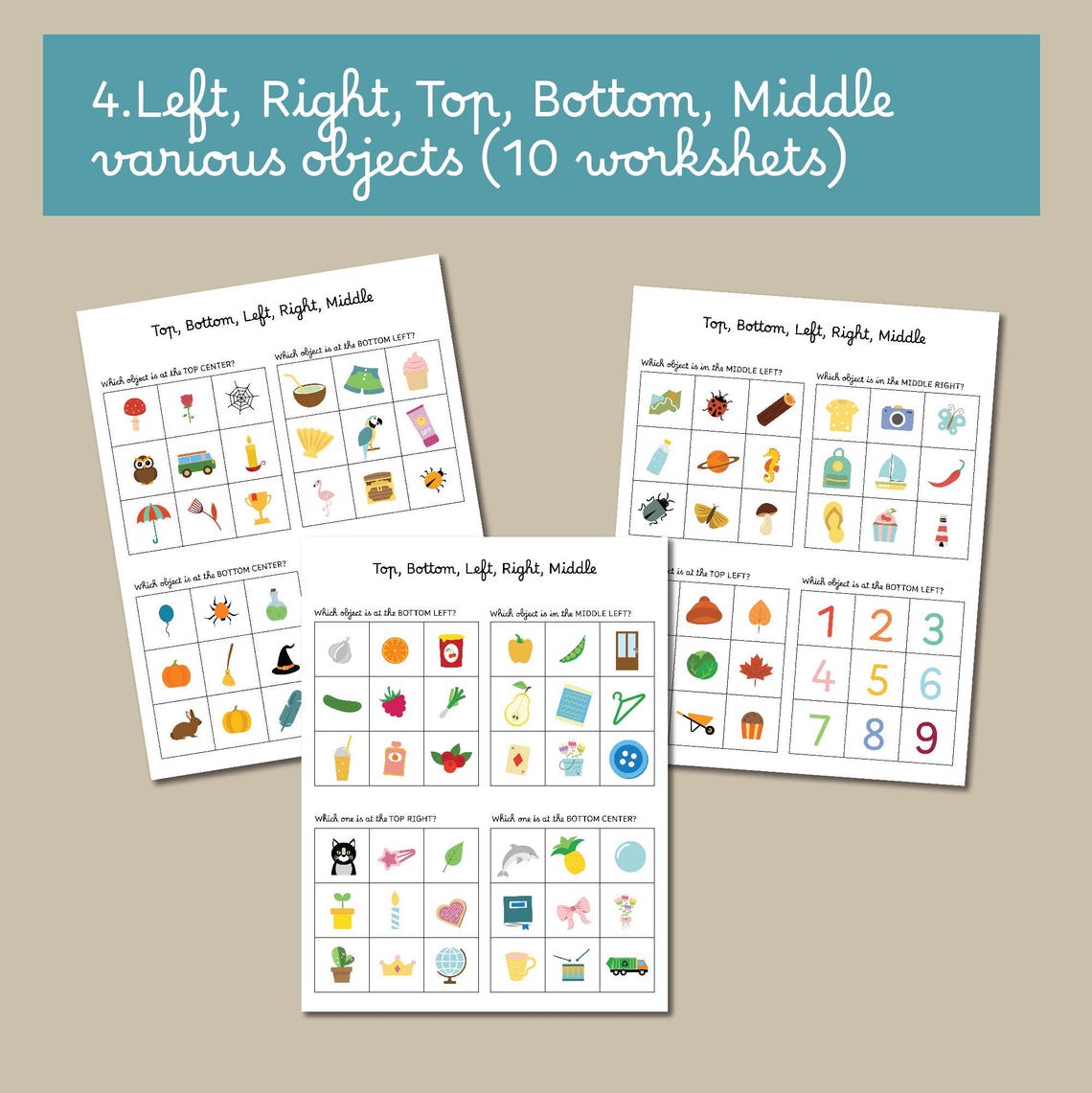 Position Worksheets for Kids, Understand Left, Right, Top, Bottom ...