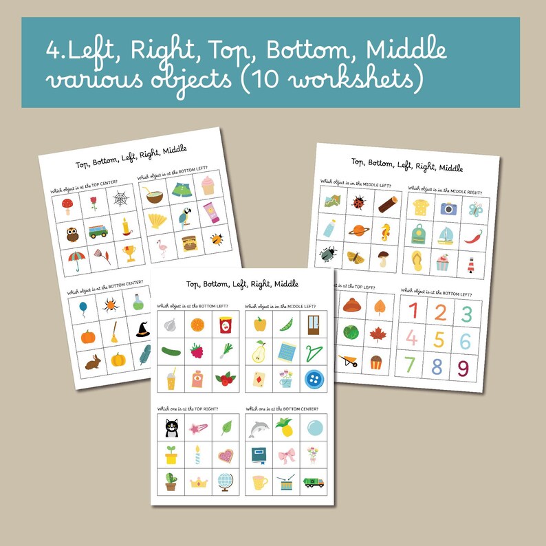 Position Worksheets for Kids, Understand Left, Right, Top, Bottom ...